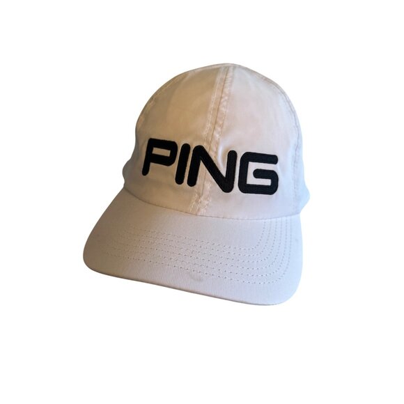 Ping | Accessories | Ping White Adjustable Golf Hat With Black Logo ...